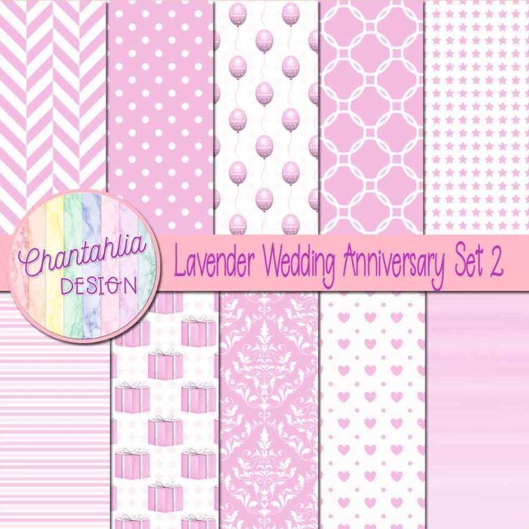 Lavender Wedding Anniversary Digital Papers