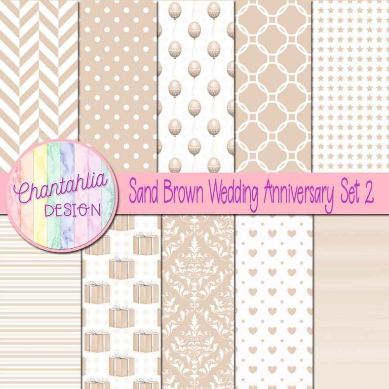 Sand Brown Wedding Anniversary Digital Papers