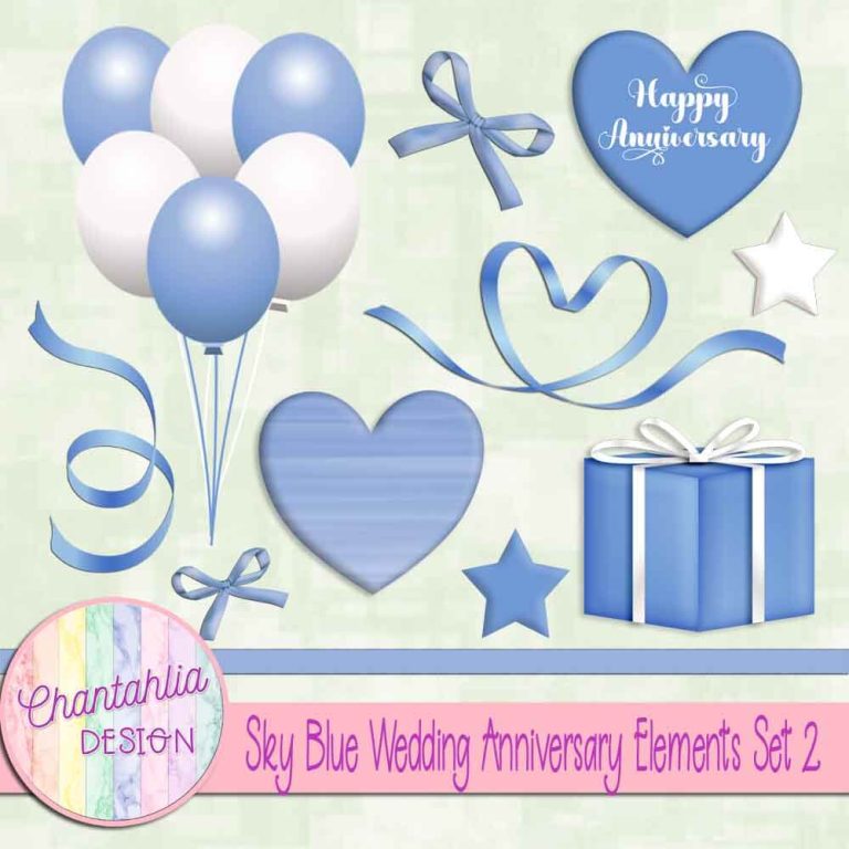 Sky Blue Wedding Anniversary Elements
