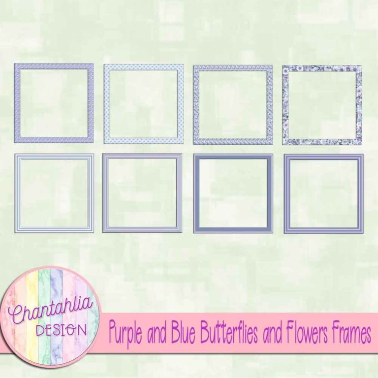 Purple and Blue Butterflies and Flowers Frames