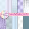 Purple and Blue Butterflies and Flowers Digital Papers