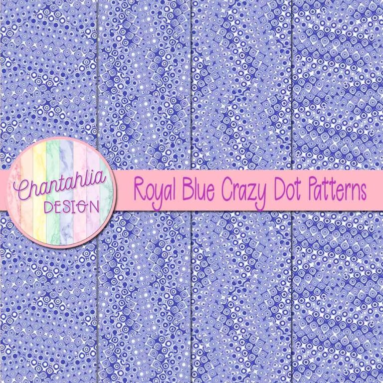 Royal Blue Crazy Dots Patterns Digital Papers