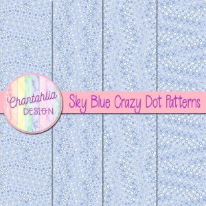 Sky Blue Crazy Dots Patterns Digital Papers
