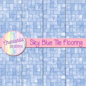 Sky Blue Tile Flooring Digital Papers