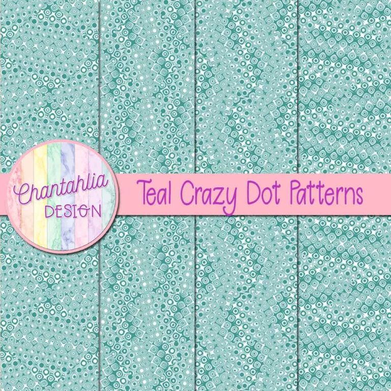 Teal Crazy Dots Patterns Digital Papers