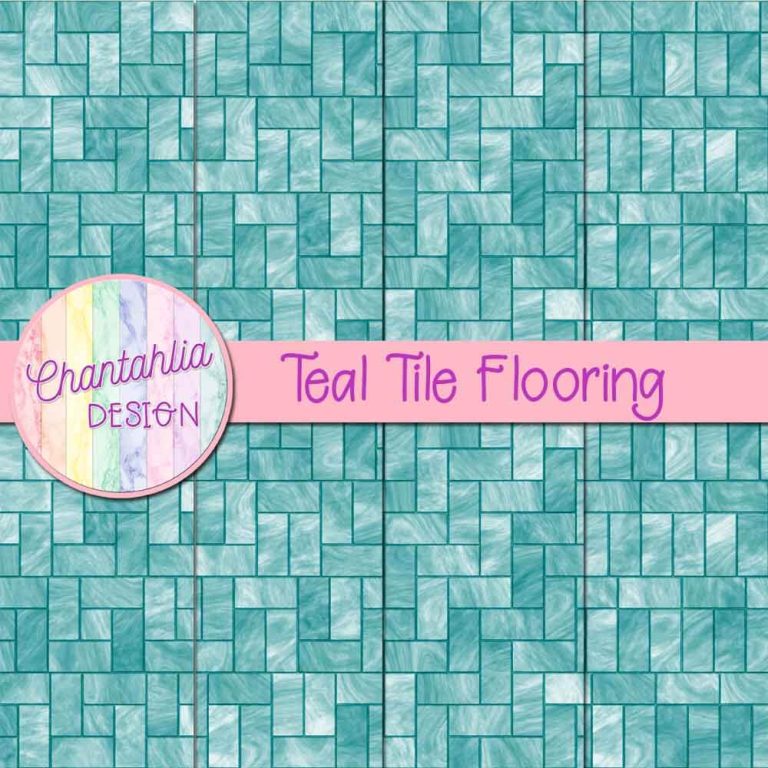 Teal Tile Flooring Digital Papers - Chantahlia Design