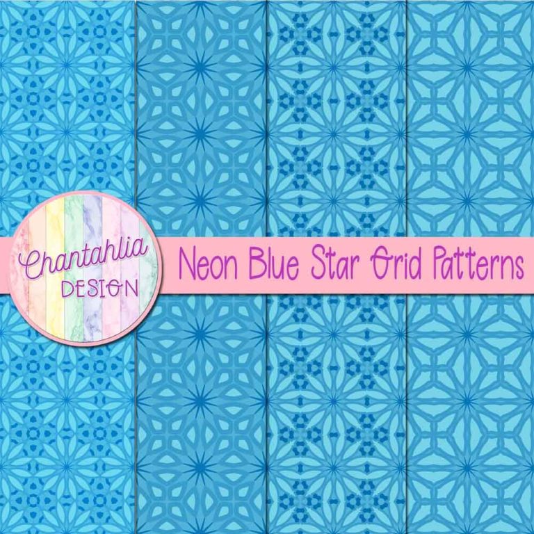 Neon Blue Star Grid Patterns