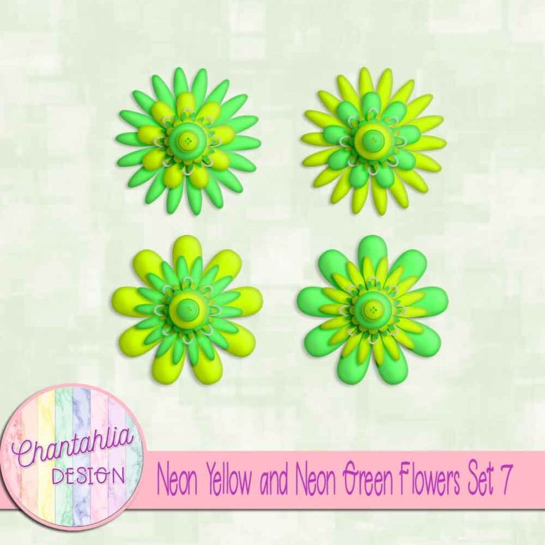 Neon Yellow and Neon Green Flowers Set 7 - Chantahlia Design