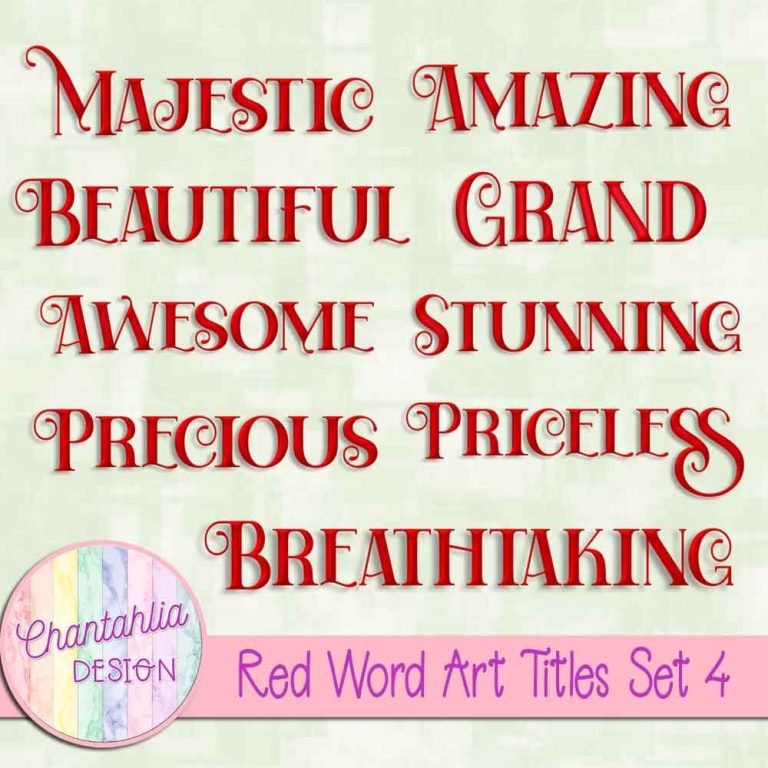 Red Word Art Titles Set 4 - Chantahlia Design