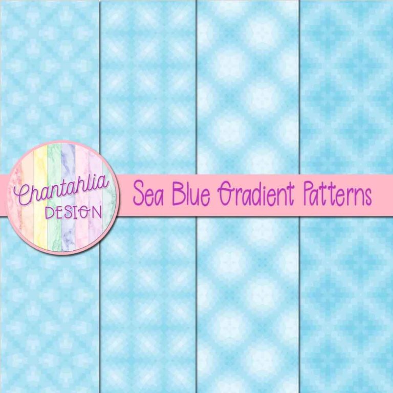 Sea Blue Gradient Patterns Digital Papers - Chantahlia Design