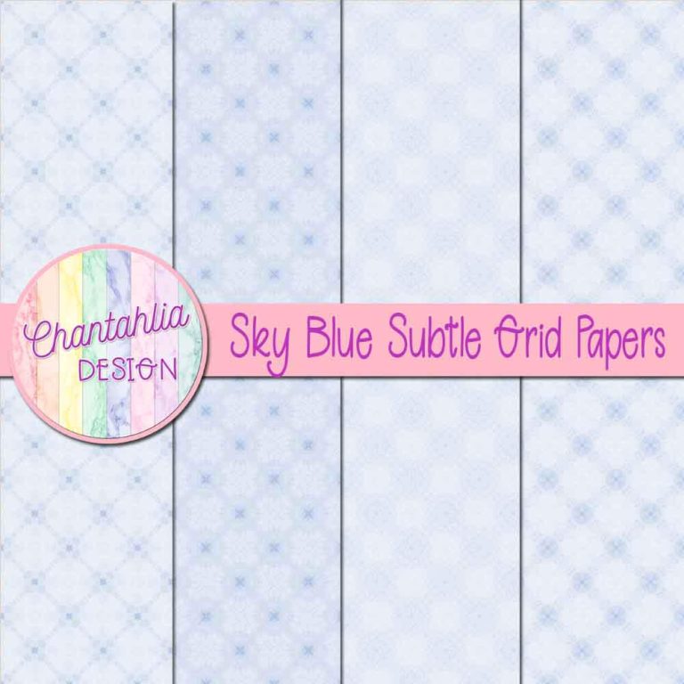 Sky Blue Subtle Grid Digital Papers - Chantahlia Design