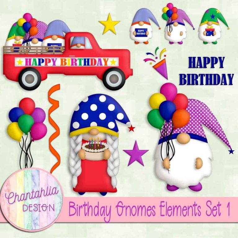 Birthday Gnomes Elements Set 1 - Chantahlia Design