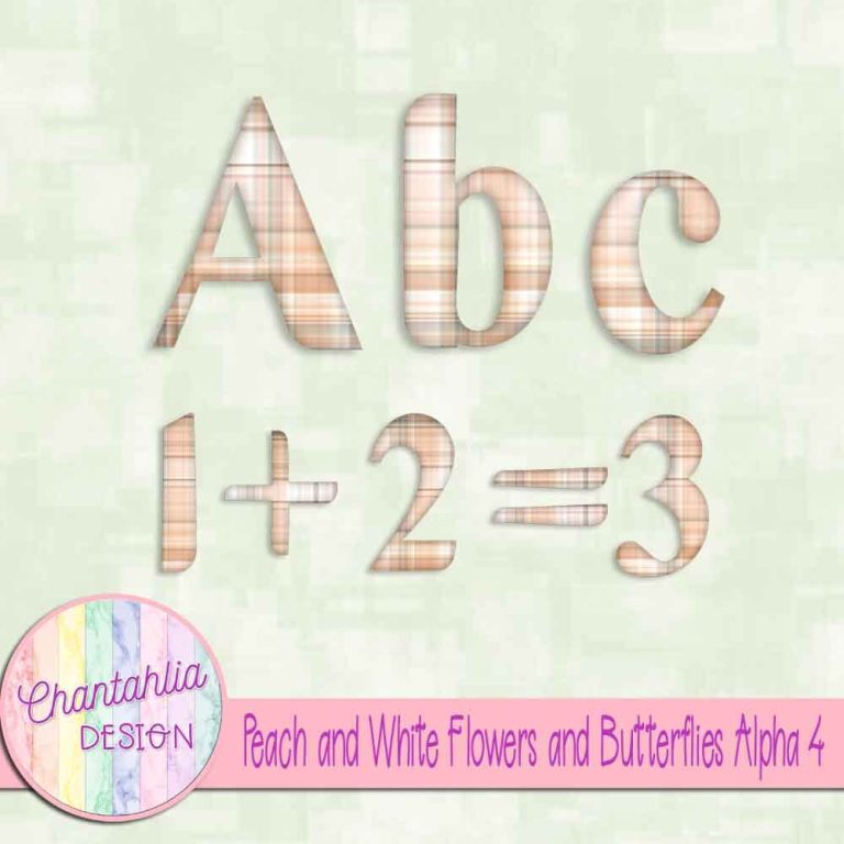 Peach and White Flowers and Butterflies Alpha 4 - Chantahlia Design