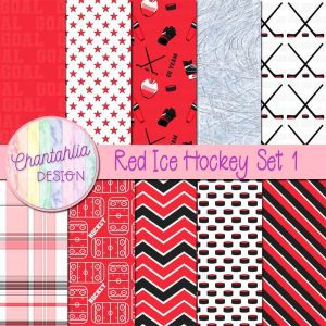 Red Ice Hockey Digital Papers Set 1 - Chantahlia Design