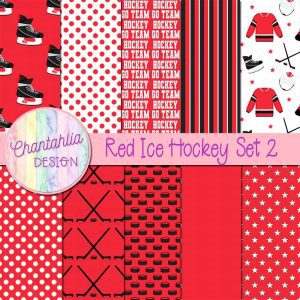 Red Ice Hockey Digital Papers Set 2 - Chantahlia Design