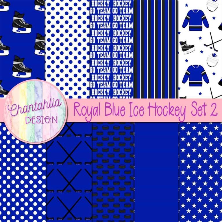 Royal Blue Ice Hockey Digital Papers Set 2 - Chantahlia Design