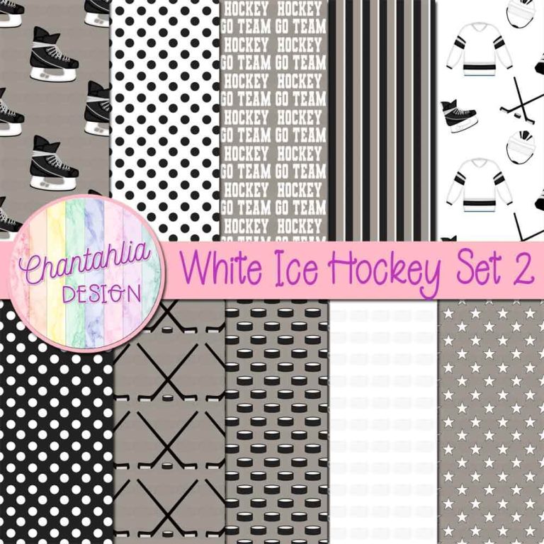 White Ice Hockey Digital Papers Set 2 - Chantahlia Design