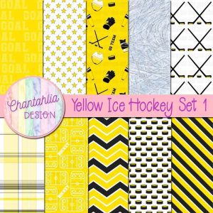 Yellow Ice Hockey Digital Papers Set 1 - Chantahlia Design