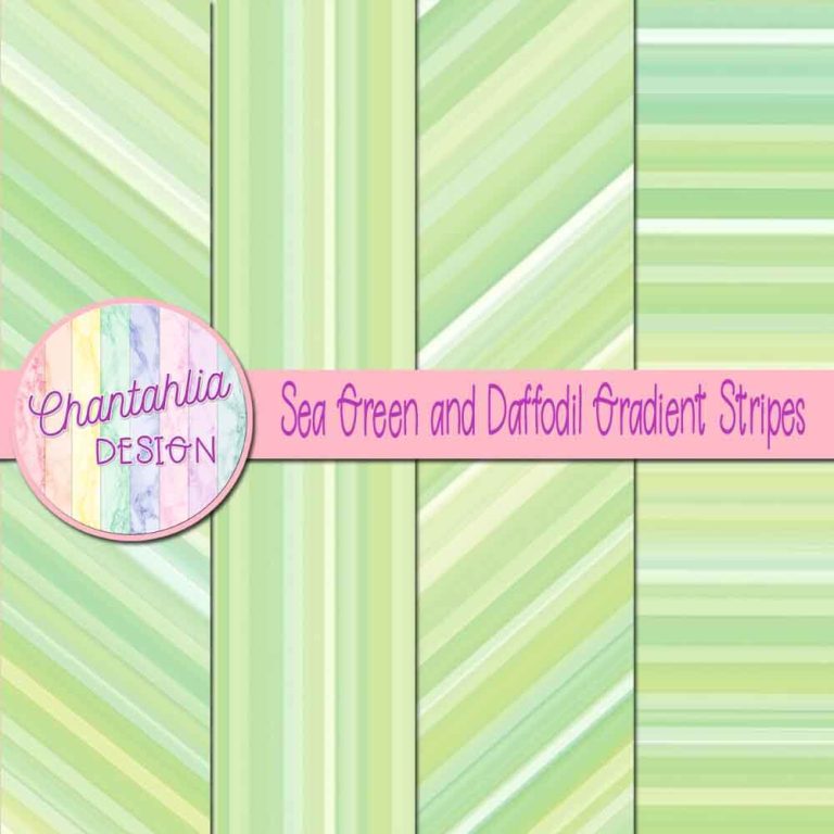 Sea Green and Daffodil Gradient Stripes Digital Papers - Chantahlia Design