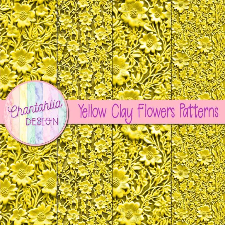 Yellow Clay Flowers Patterns Digital Papers - Chantahlia Design