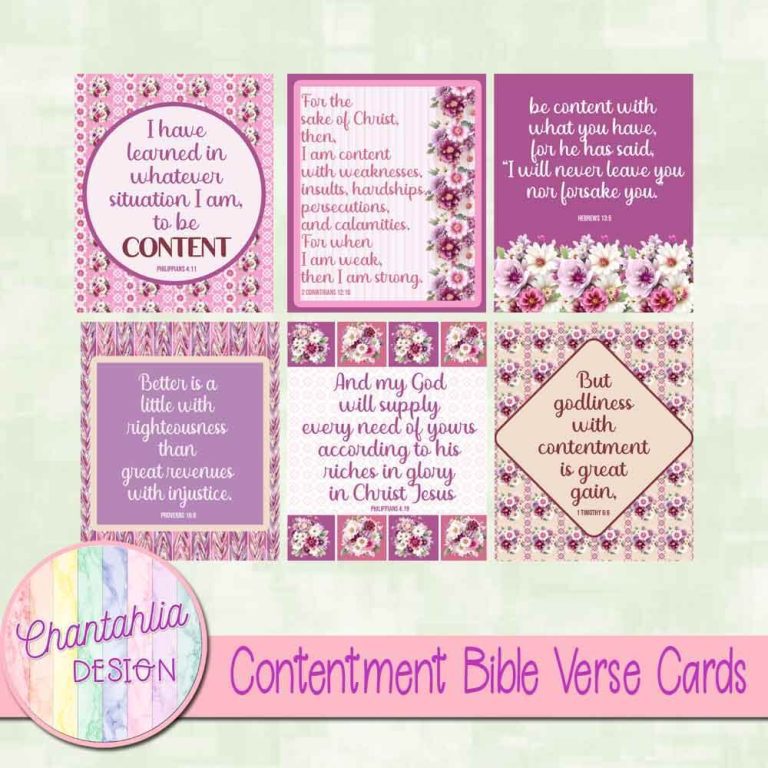 Contentment Bible Verse Cards - Chantahlia Design
