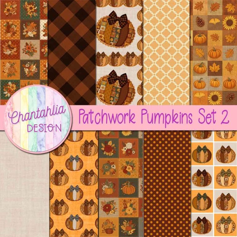 Patchwork Pumpkins Digital Papers Set 2 - Chantahlia Design