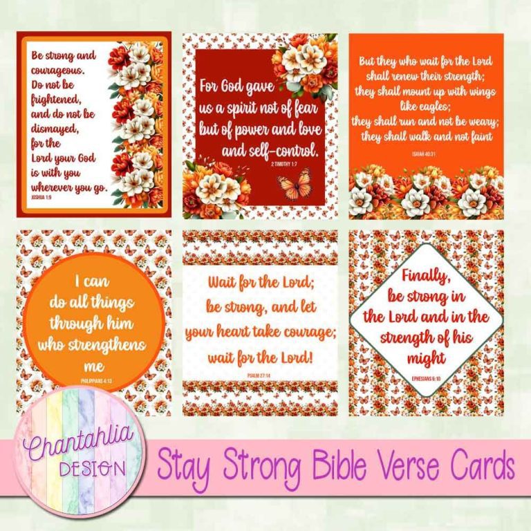 Stay Strong Bible Verse Cards - Chantahlia Design