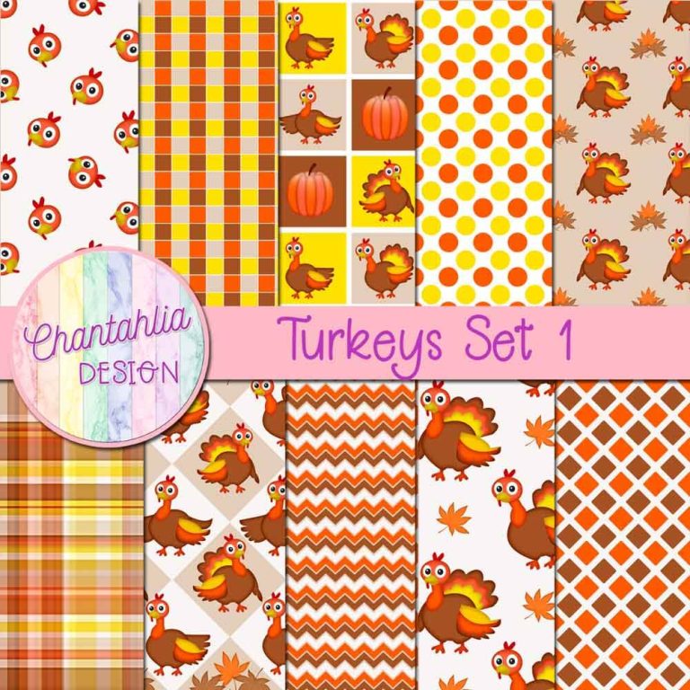 Turkeys Digital Papers Set 1 - Chantahlia Design