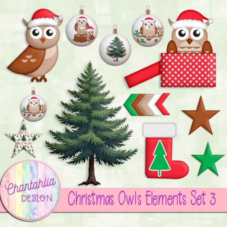 Christmas Owls Elements Set 3 - Chantahlia Design