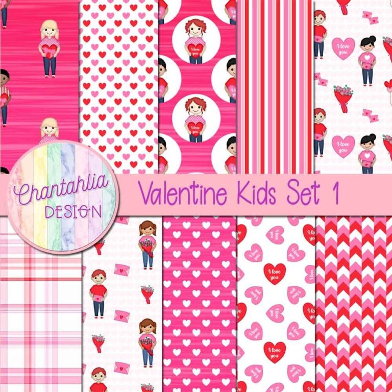 Valentine Kids Digital Papers Set 1 - Chantahlia Design