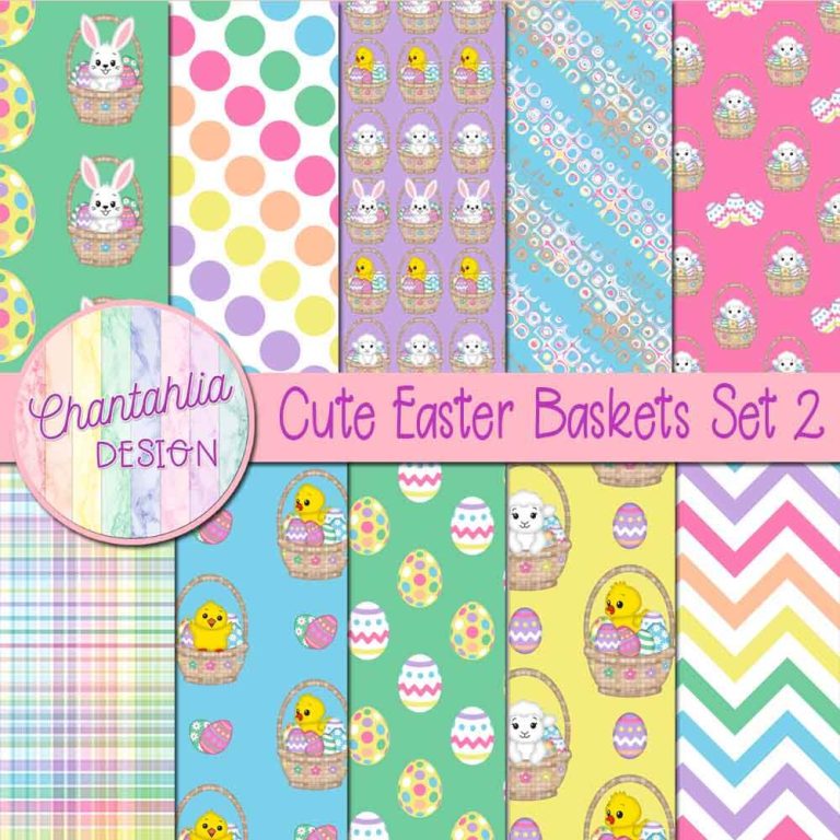 Cute Easter Baskets Digital Papers Set 2 - Chantahlia Design