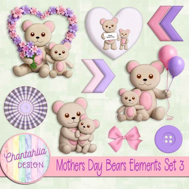 Mothers Day Bears Elements Set 3 - Chantahlia Design