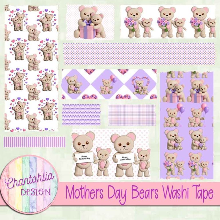 Mothers Day Bears Washi Tape - Chantahlia Design